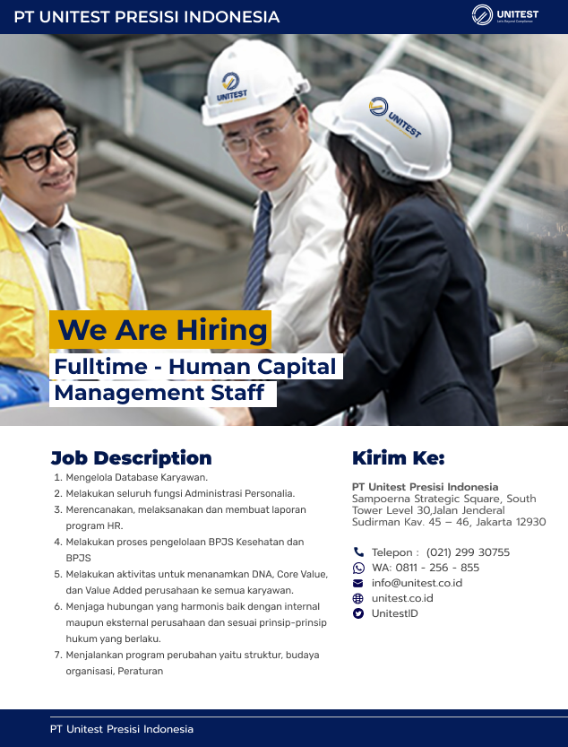 Join Us - PT Unitest Presisi Indonesia